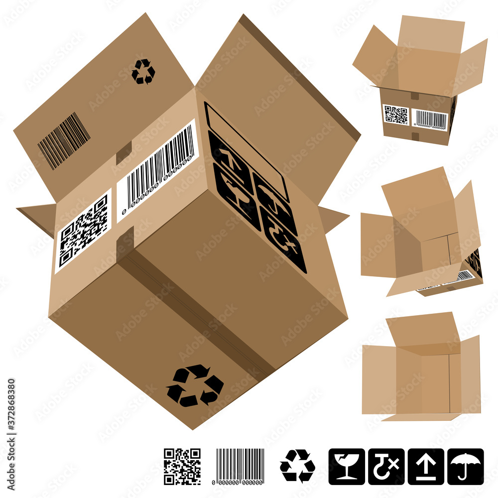A collection of 4 views of a Corrugated Cardboard Packaging Boxes ...
