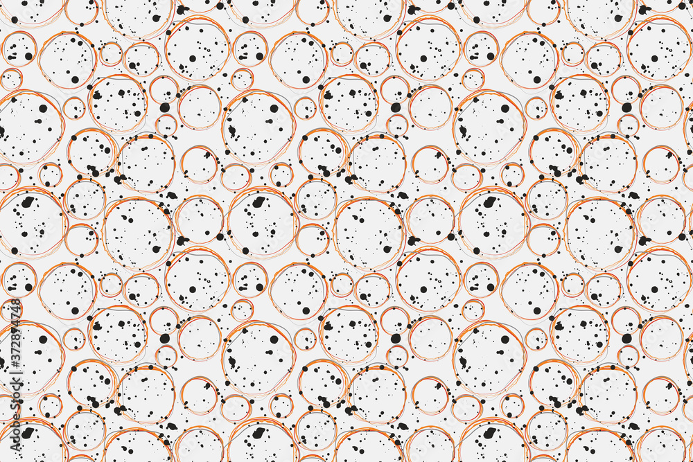 Orange lined circle on white background. Hand drawn abstract geometric ...
