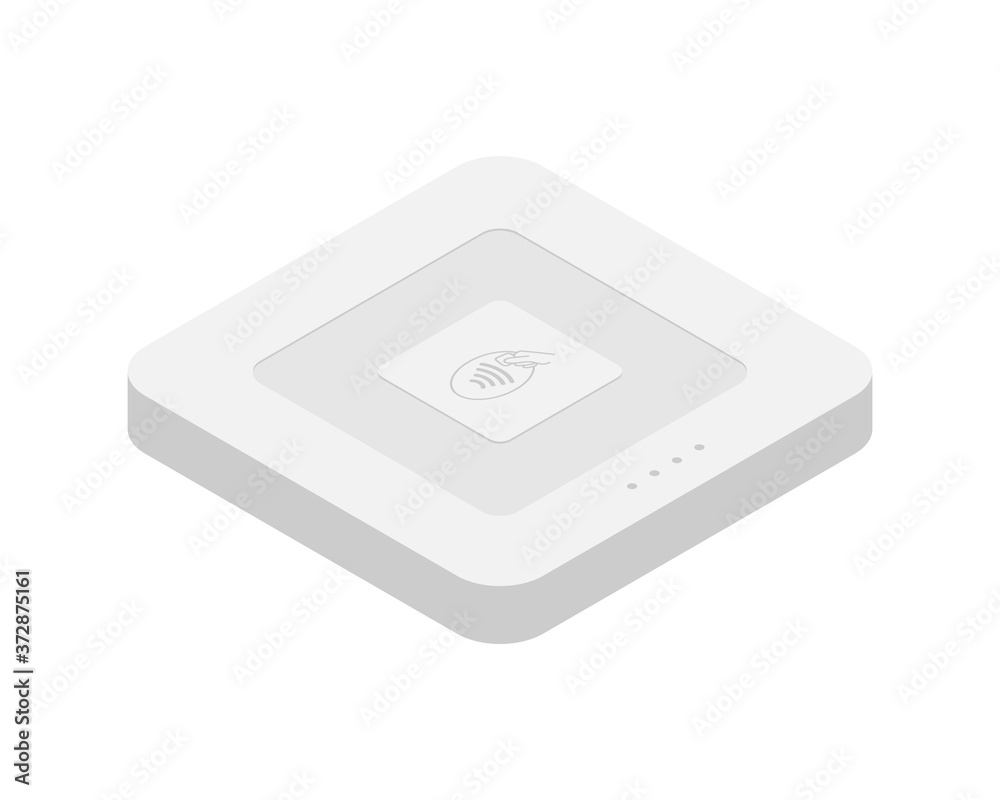 Isometric EMV chip credit card square reader. Secure cashless payment ...