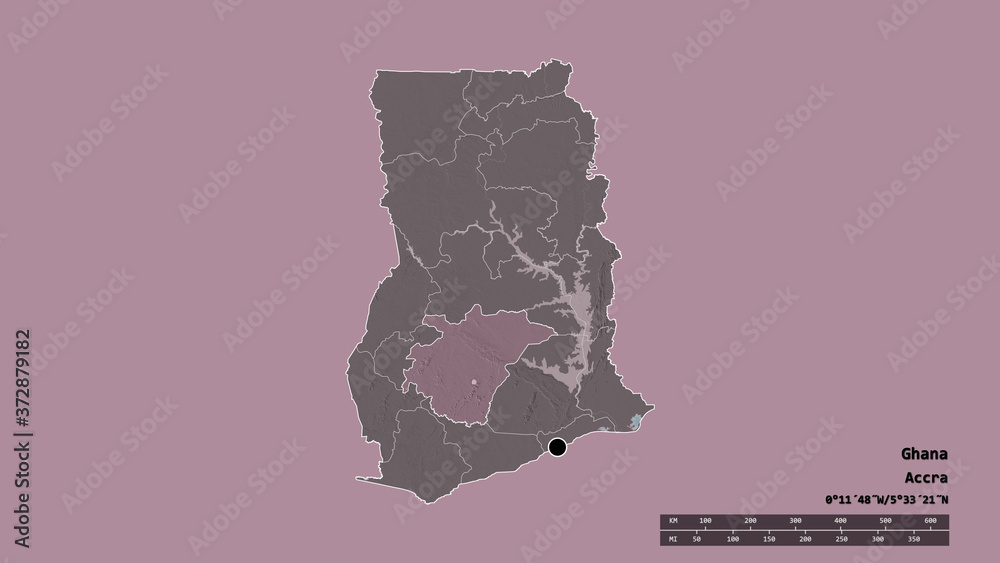 Location of Ashanti, region of Ghana,. Administrative Stock ...