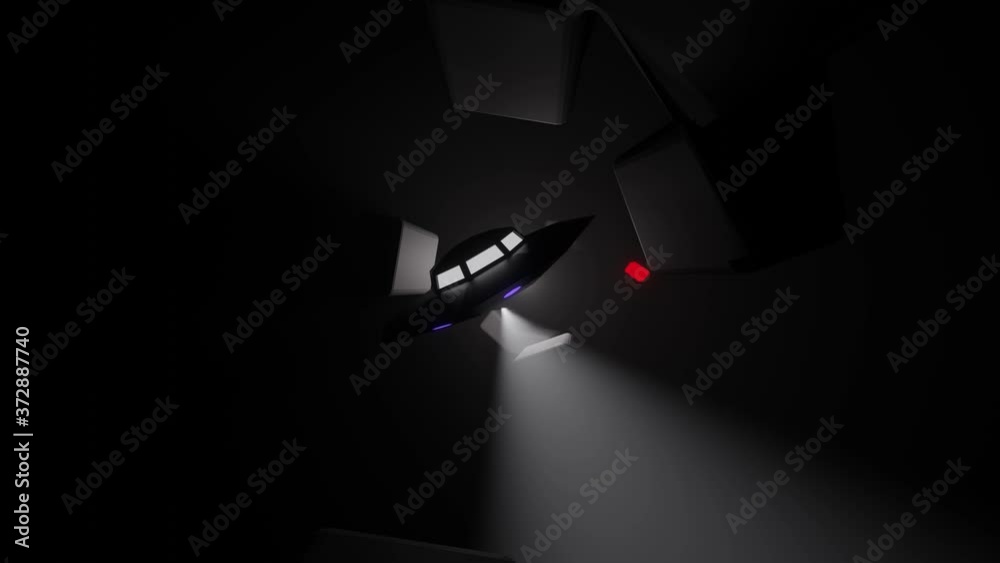 Disc shaped UFO or Unidentified flying object flying into hovering ...