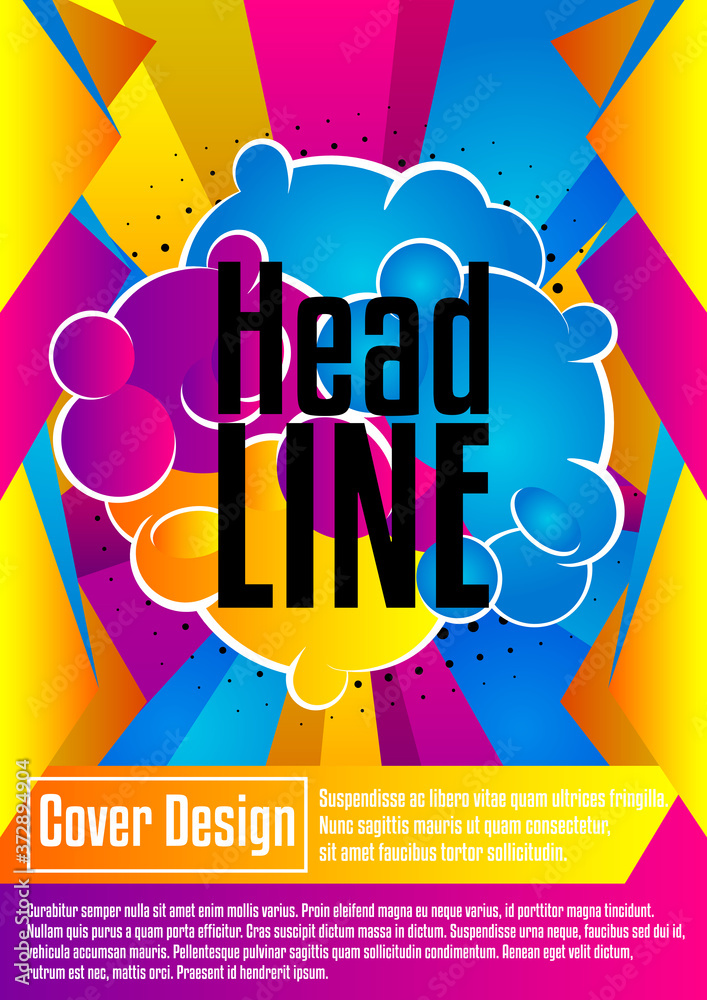 Geometry comic book style cartoon brochure, flyer template. Abstract ...