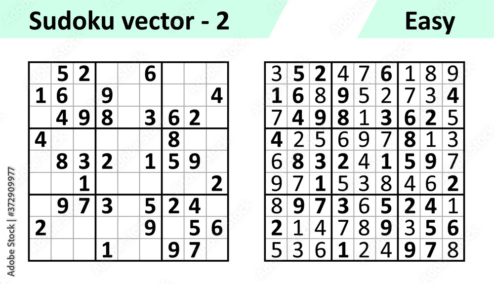 Sudoku game with answers. Simple vector design set Sudoku. Blank ...