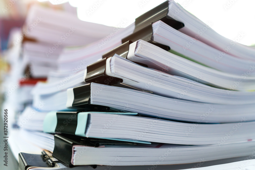 Contract of papers document folder with black clippaper. Pile a lot of ...