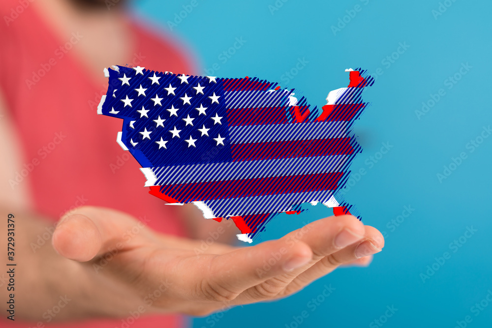 usa america map flag concept banner Stock Photo | Adobe Stock