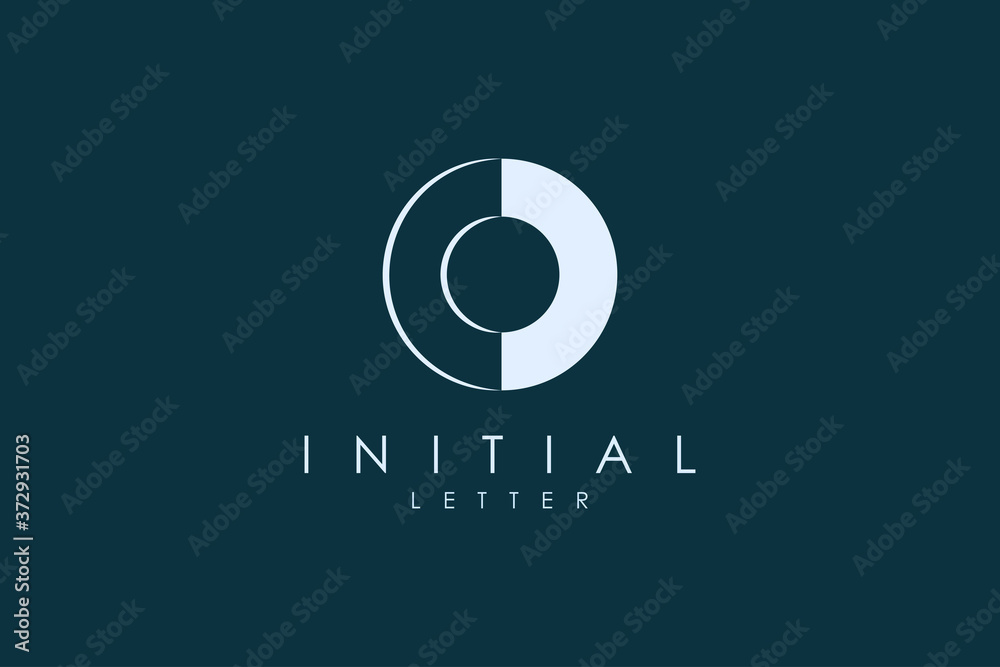 Abstract Initial Letter O Logo. White Shape Circle Line Style isolated ...
