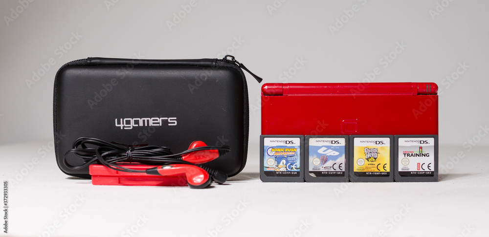 london, uk 05/05/2020A A gloss red nintendo ds lite hand held vintage ...