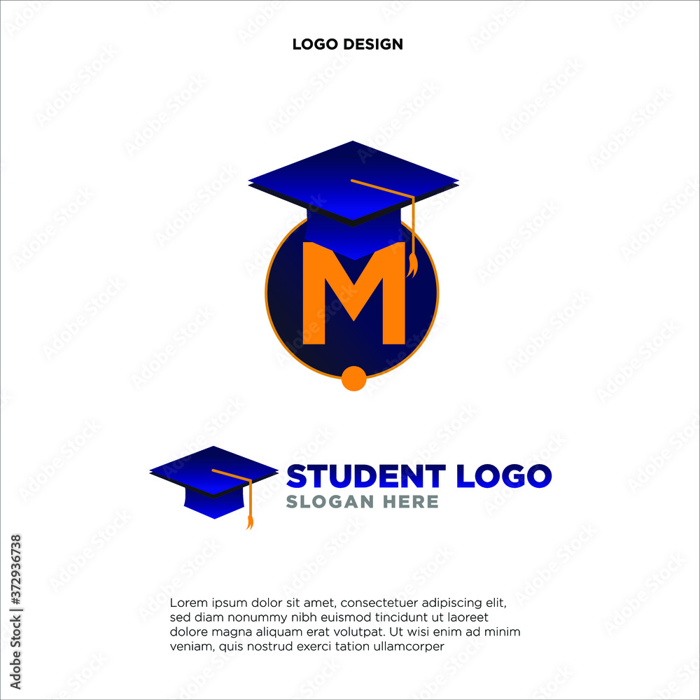 Colorful Letter M with graduation hat incorporated in it With for ...