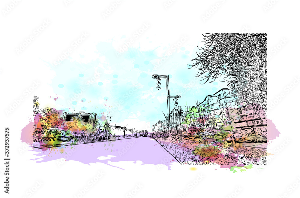 Building view with landmark of Anyang is a prefecture-level city in ...