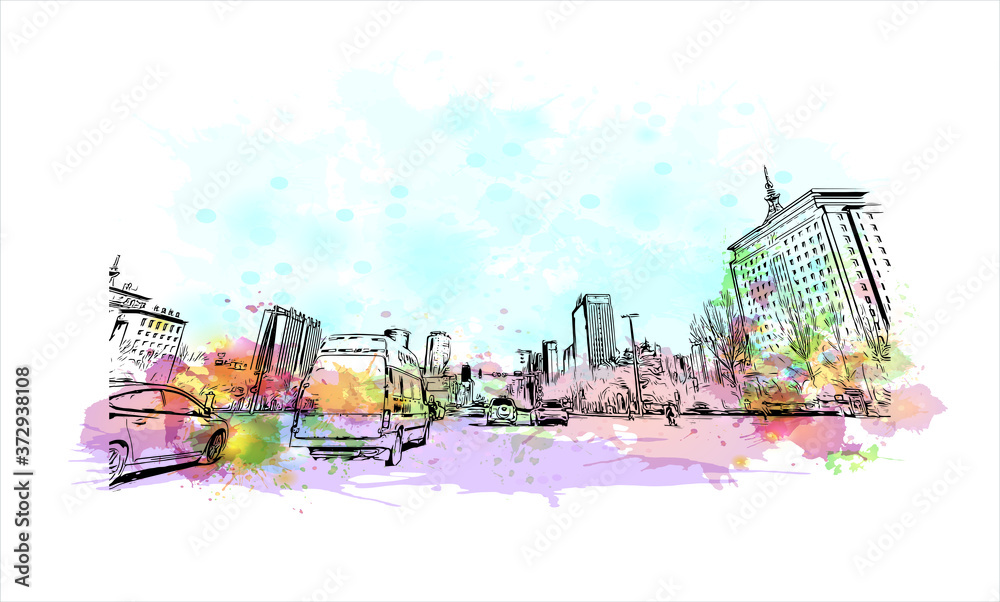 Building view with landmark of Anyang is a prefecture-level city in ...