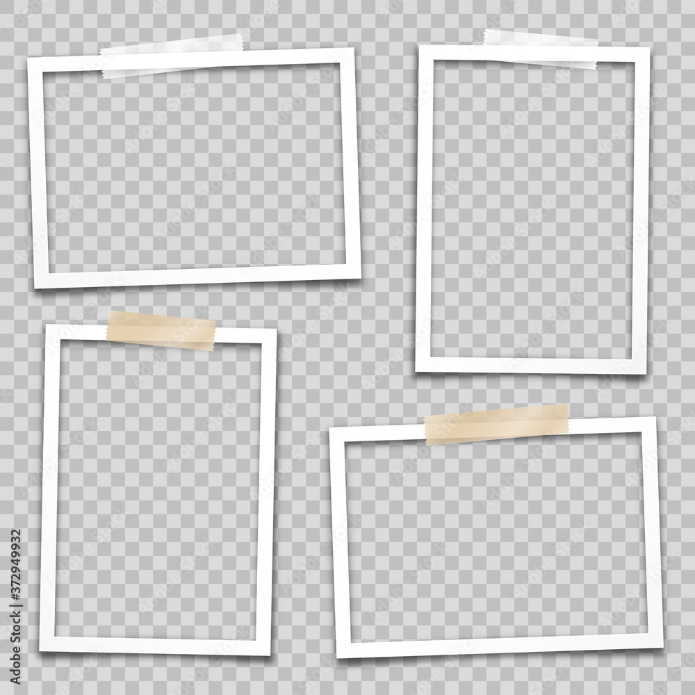 Realistic empty photo card frame, film set. Retro vintage photograph ...