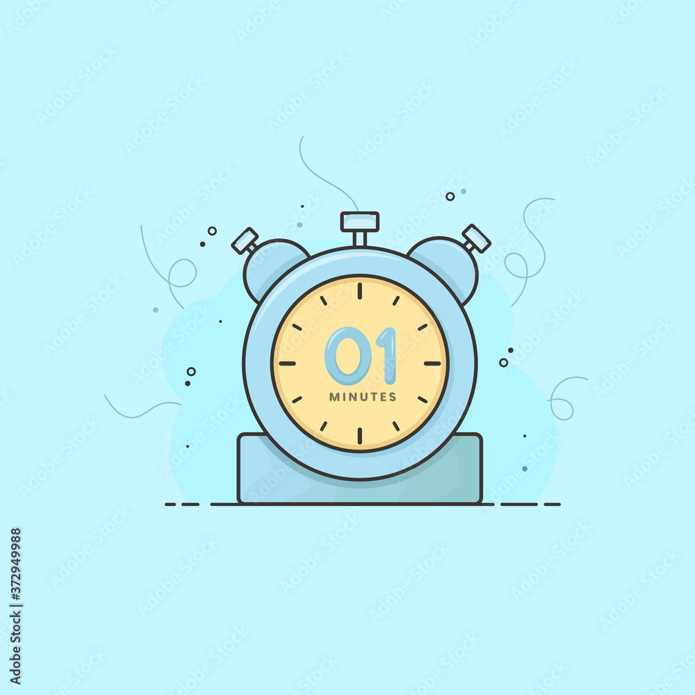 1 minute alarm clock, timer, stopwatch vector time symbol. 1 minute ...