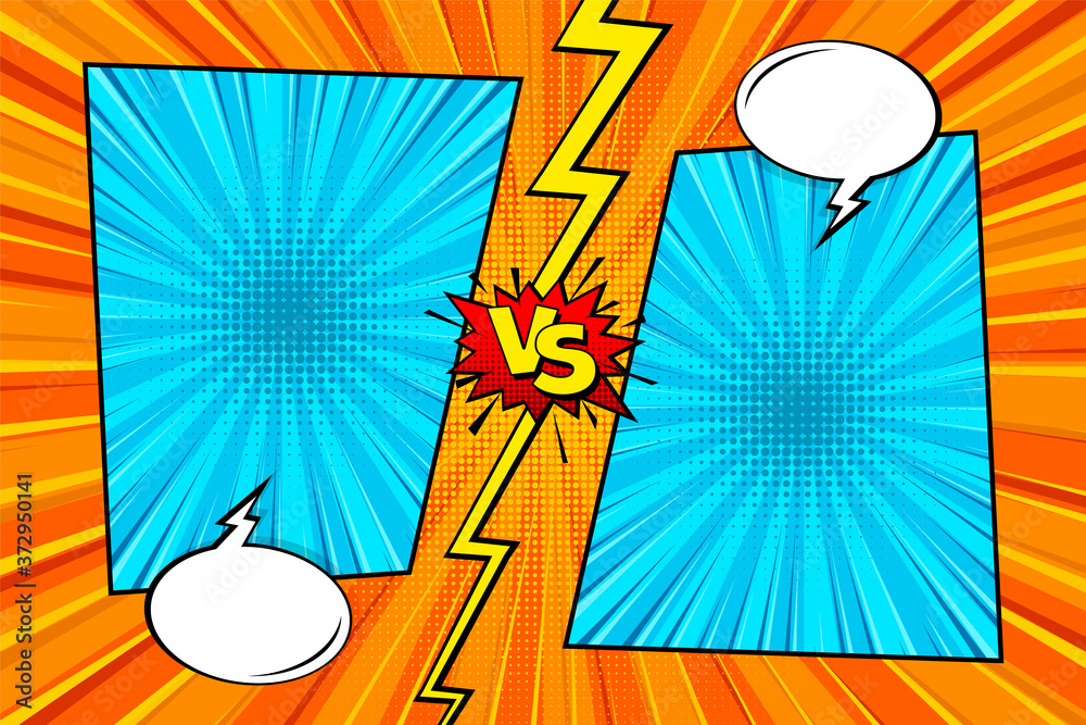 Cartoon comic background. Fight versus. Comics book colorful ...