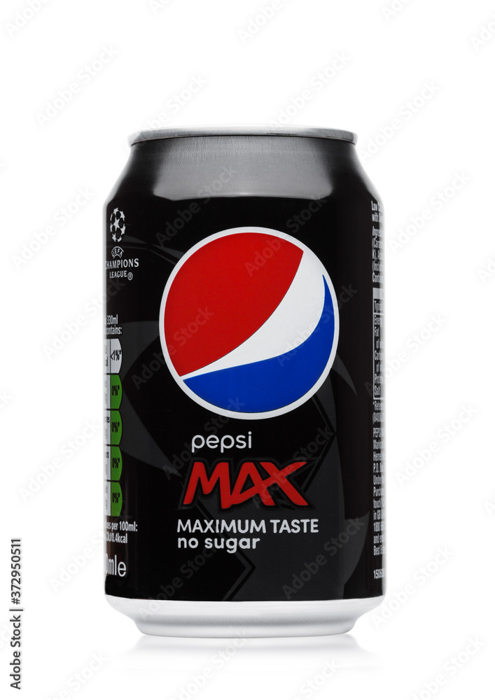LONDON, UK - JUNE 9, 2017: Aluminium can of Pepsi Cola MAX soft drink ...