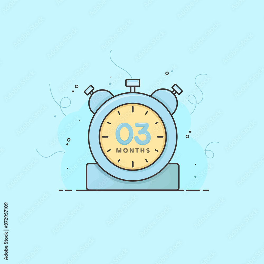 3 months clock, timer, stopwatch vector time symbol. 3 month vector ...