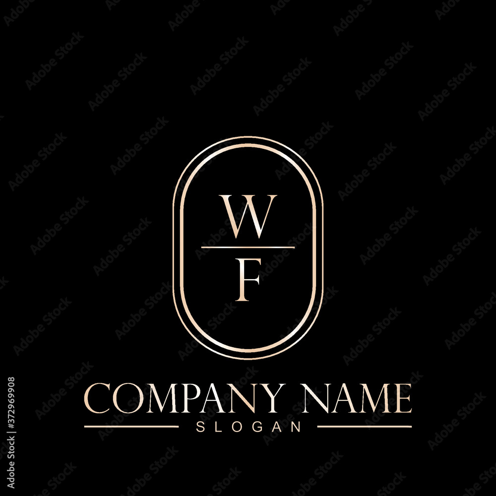 Initial Letter WF, Initial Logo Golden Monogram Vector Template. Stock ...
