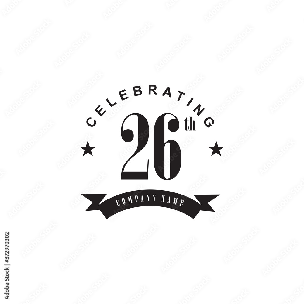 26th year anniversary emblem logo design template Stock Vector | Adobe ...