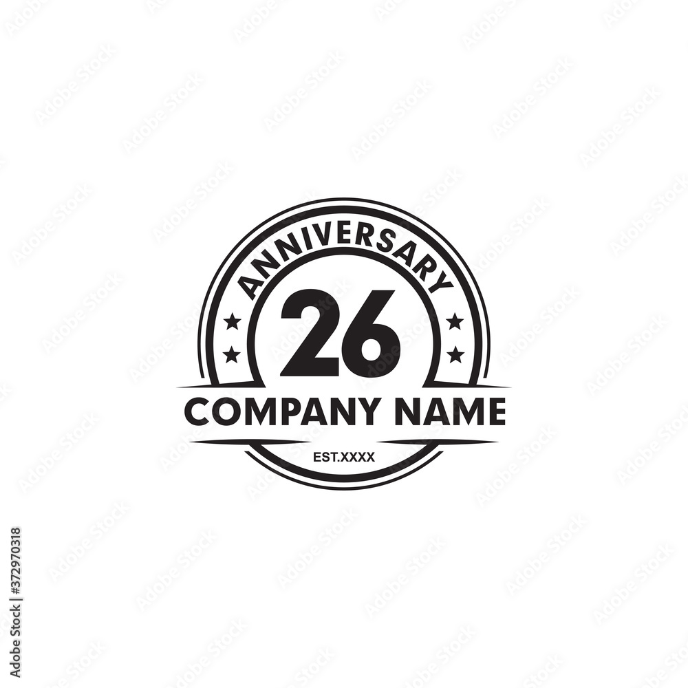 26th year anniversary emblem logo design template Stock Vector | Adobe ...