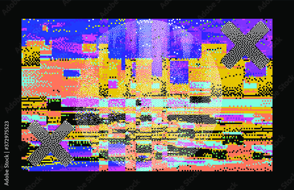 Abstract pixelated background with flickers and datamoshing effect ...