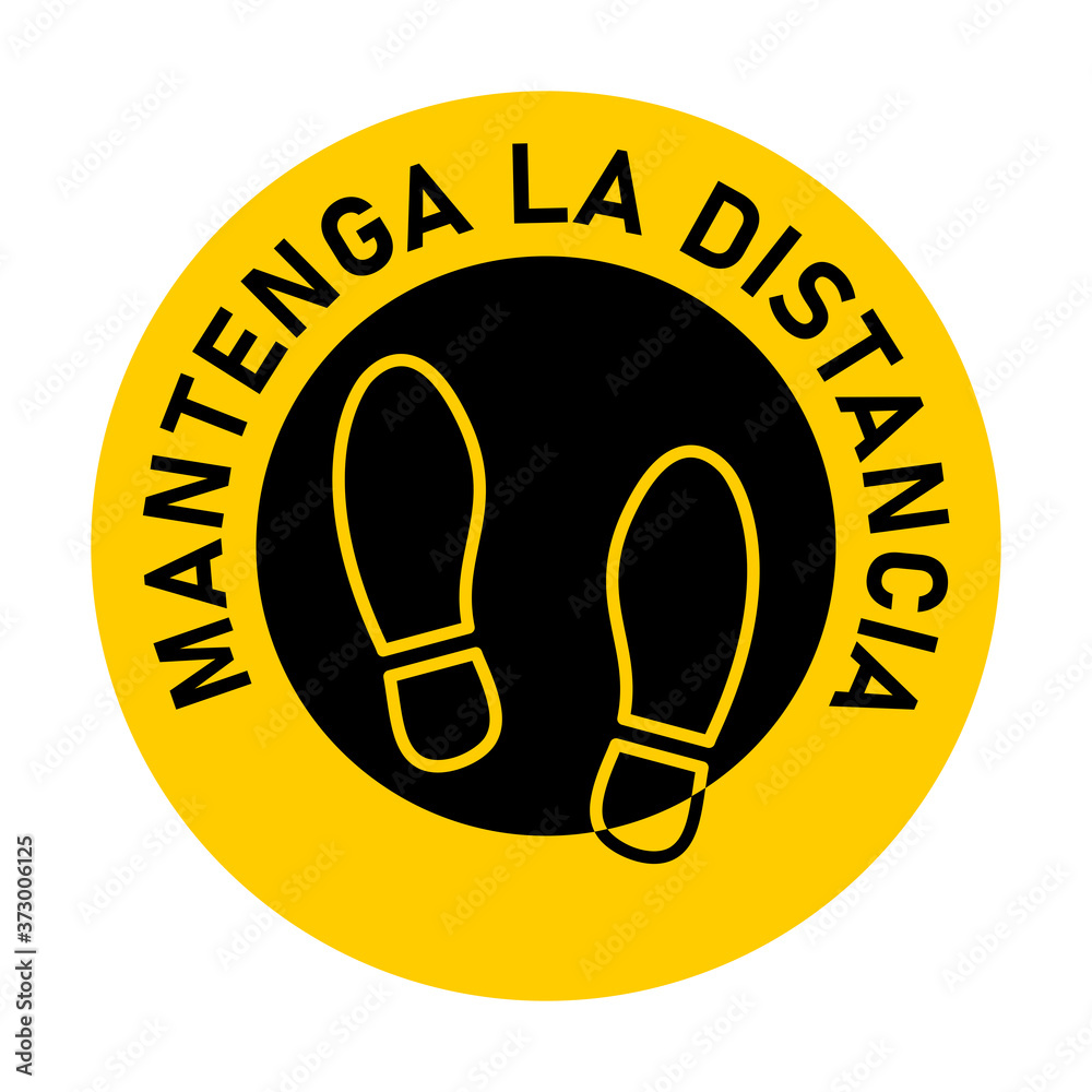 Mantenga La Distancia ("Keep Your Distance" in Spanish) Round Floor ...