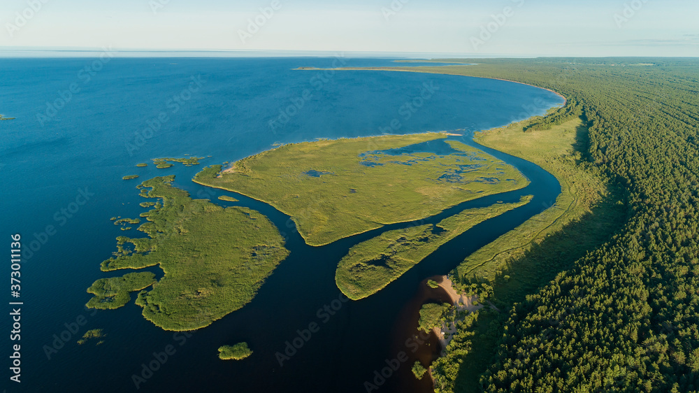 mouth of the Burnaya River in the place flowing into Lake Ladoga. View ...