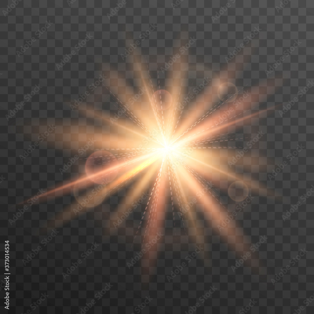 Sun on transparent background. Isolated light effect. Lens flare ...