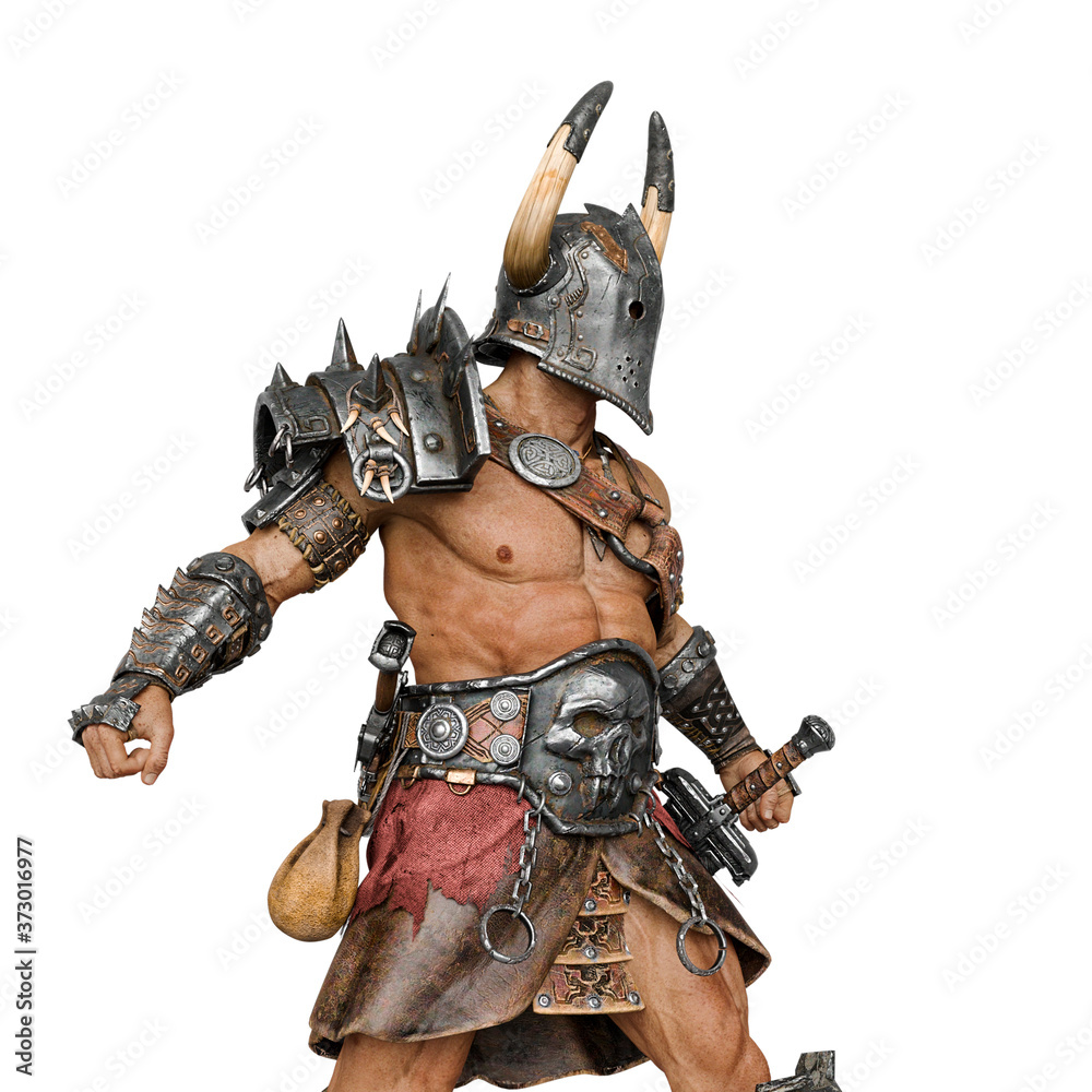 epic warrior man in white background side view Stock Illustration ...