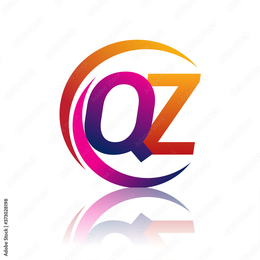 initial letter QZ logotype company name orange and magenta color on ...