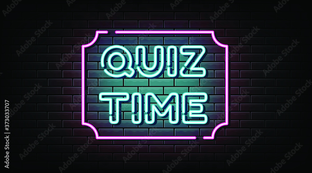 Quiz time neon signs vector. Design template neon sign Stock Vector ...
