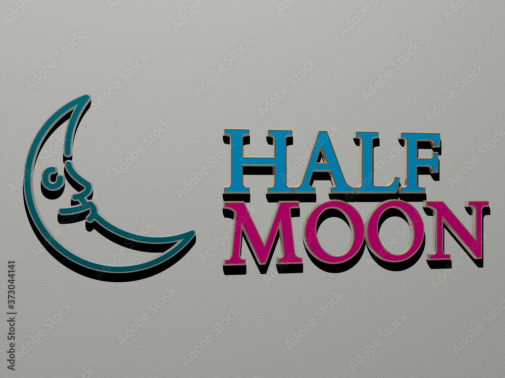 ภาพประกอบสต็อก 3D graphical image of HALF MOON vertically along with ...