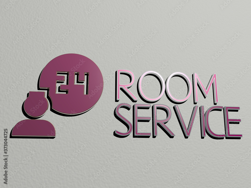ROOM SERVICE icon and text on the wall, 3D illustration Stock ...