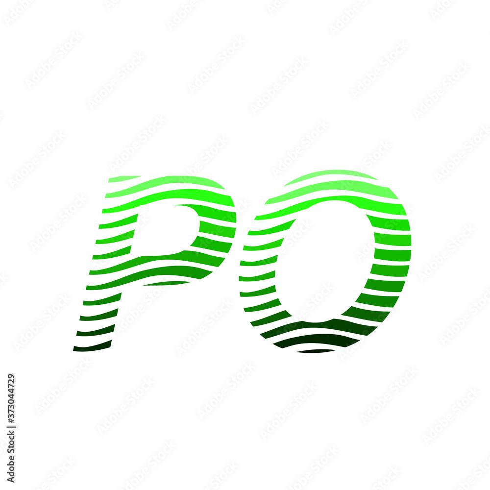 Letter PO logotype with colorful circle, with striped composition ...