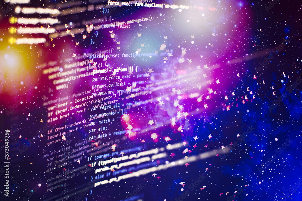 Programming Code Typing Source Code Close Up Programmer Working On Computer Screen Real