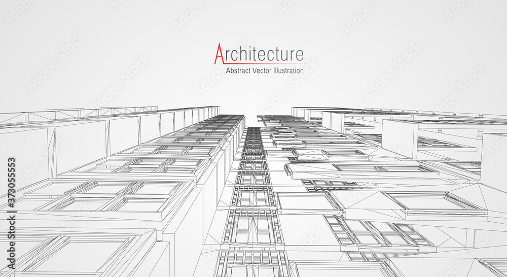 Architecture line background. Building construction sketch vector ...