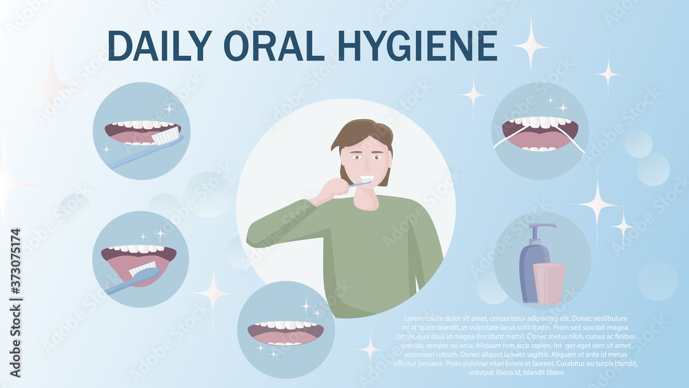 daily oral hygiene. How to brush your teeth and tongue properly using a ...