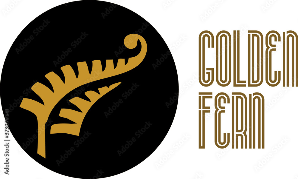Golden fern concept logo. digital illustration. Stock Illustration ...