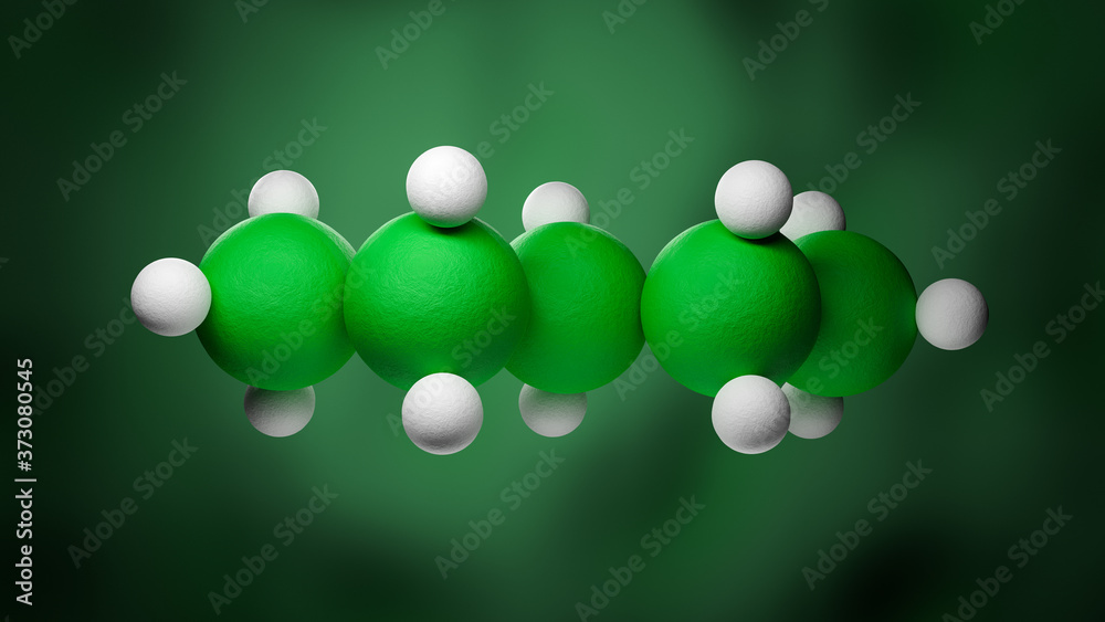 Poster Model of a pentane molecule of the family of the single bonded ...