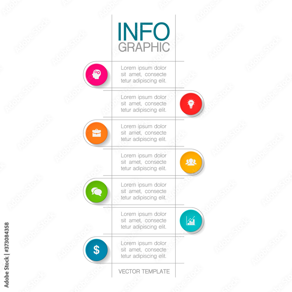 Vector infographic template with 7 steps or options. Data presentation ...