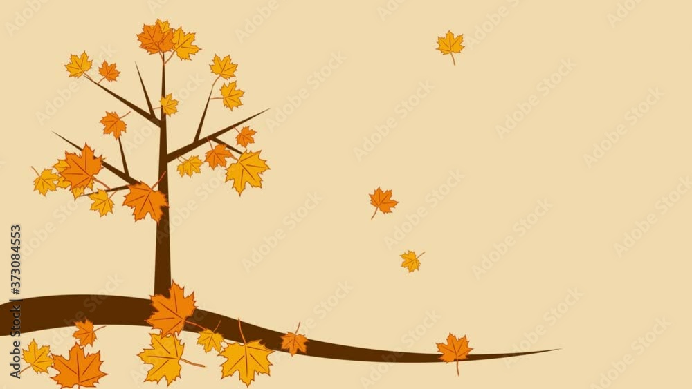 Autumn drawing background with copy space. Dead leaves falling from an ...