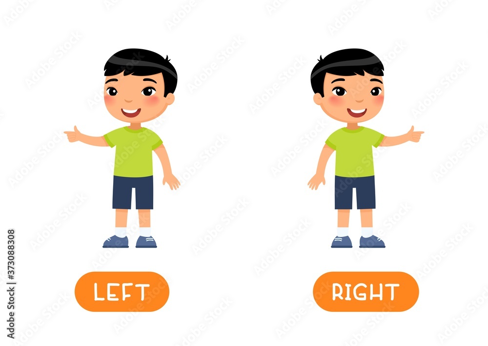 LEFT and RIGHT antonyms word card vector template. Flashcard for ...