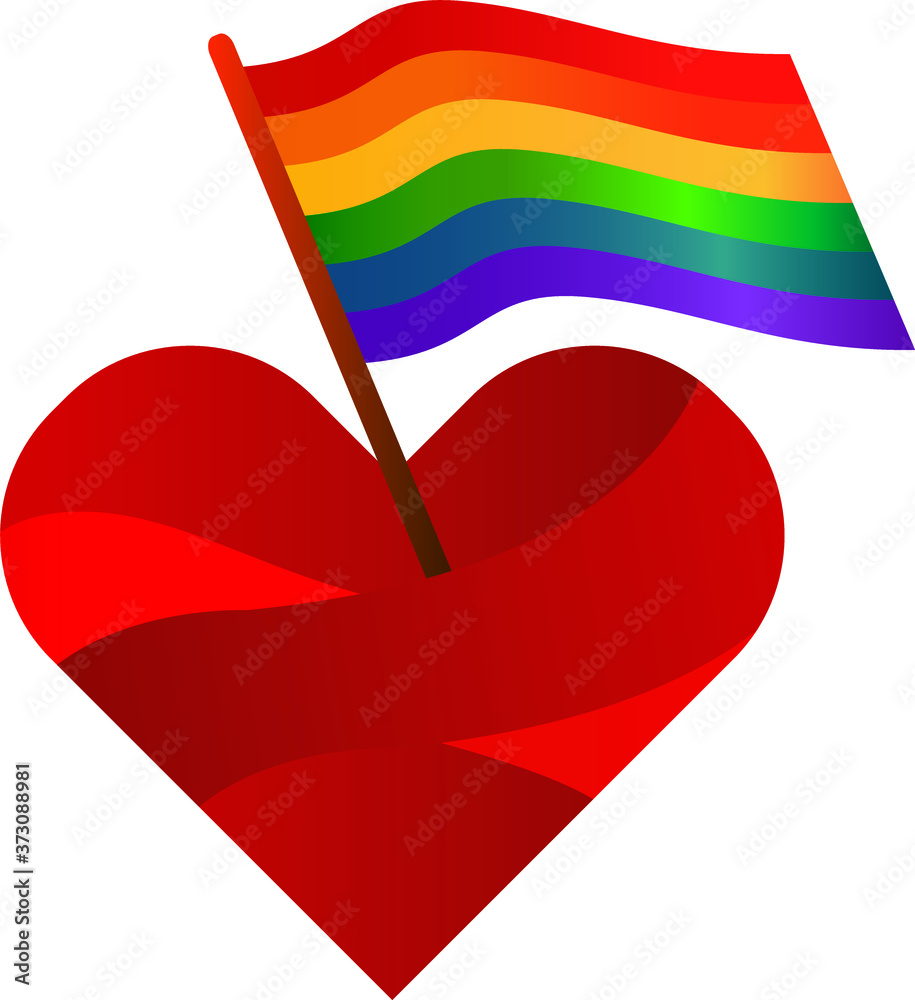 A heart vector illustration with the pride flag supporting the LGBTQ ...