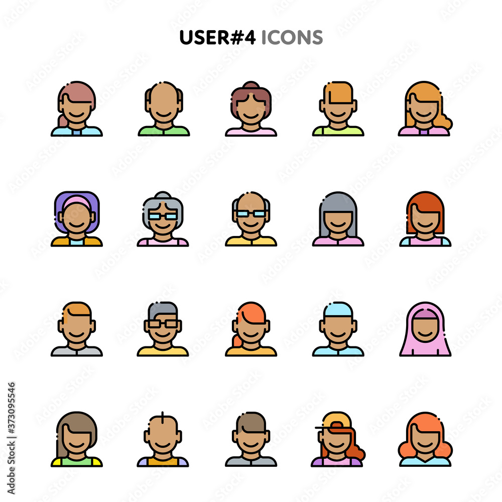 User Icon Set. Linelo Color Series. Stock Vector | Adobe Stock