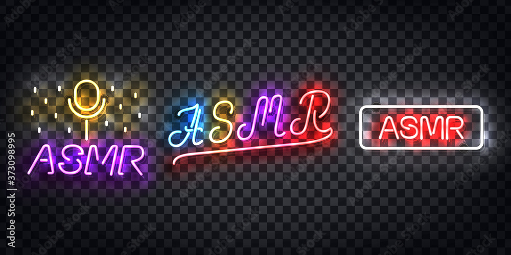 Vector set of realistic isolated neon sign of ASMR logo for template ...