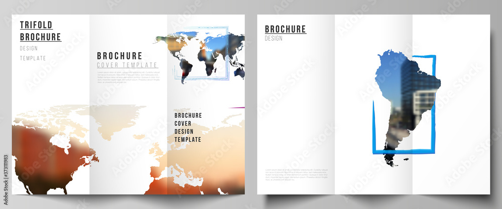 Vector layouts of covers design templates for trifold brochure, flyer ...