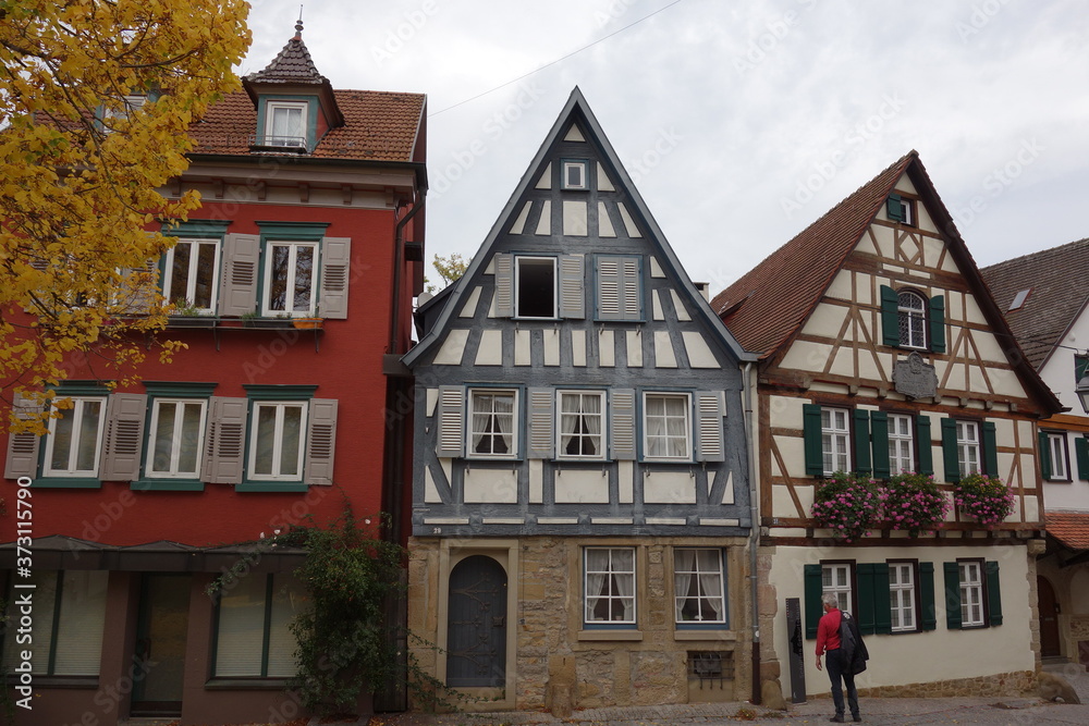 Typisch deutsche Fachwerkhaus-Fassaden. Stylische Häuser in einem ...