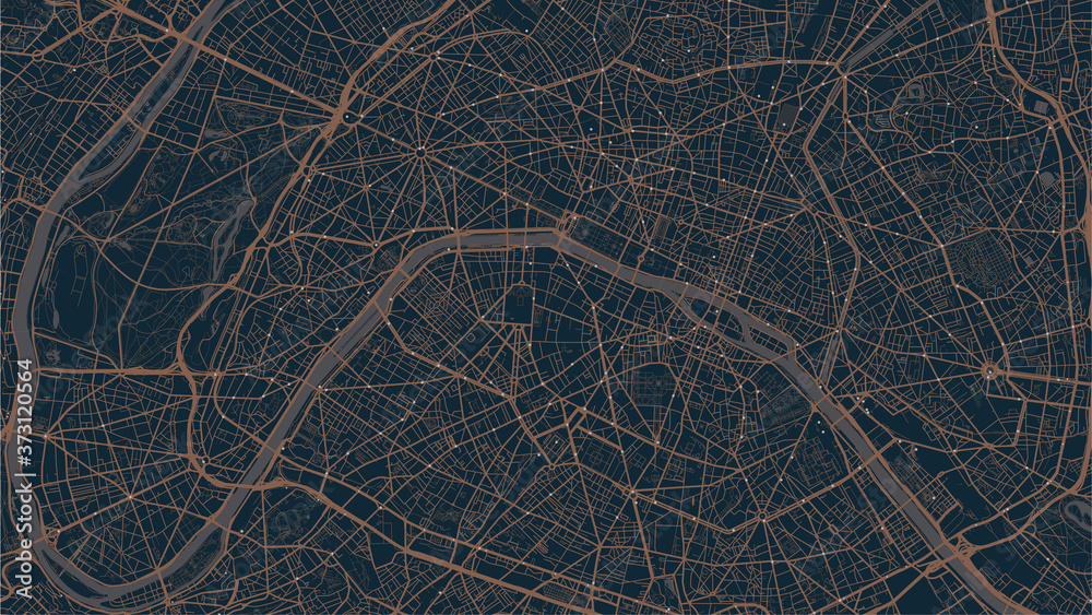 Detailed vector map of Paris, France Stock Vector | Adobe Stock