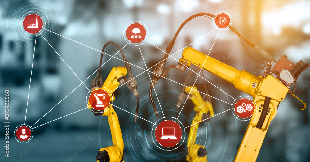 Smart industry robot arms for digital factory production technology ...