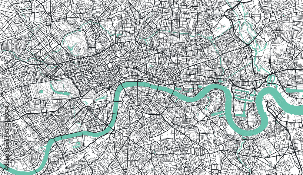 Detailed vector map of London, UK Stock Vector | Adobe Stock