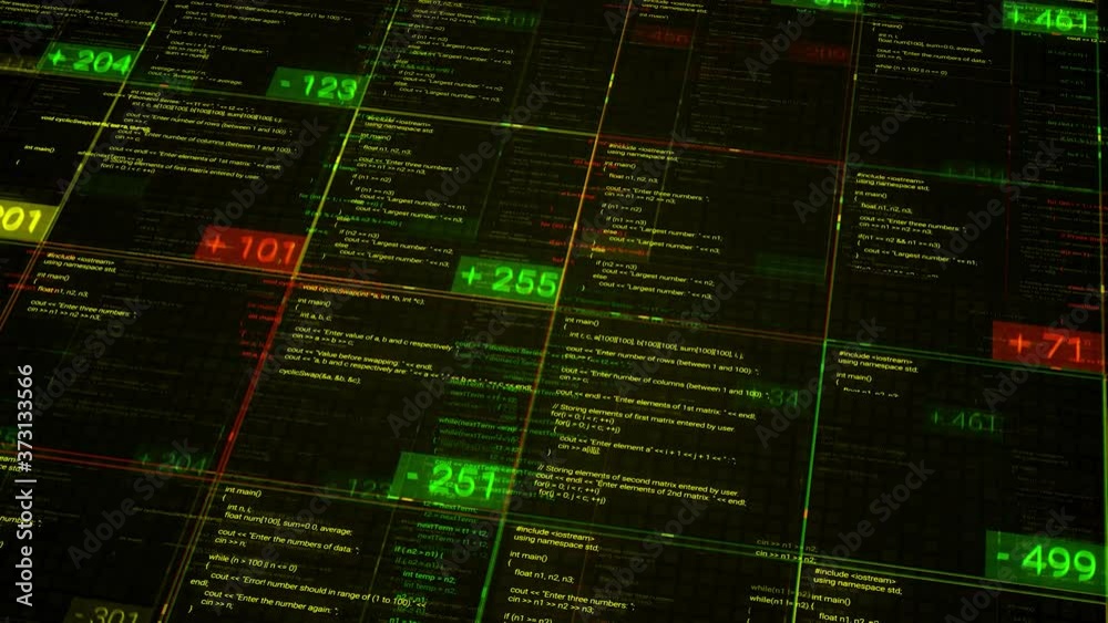 Hacking activities on computer black screen. Animation. Cybercrime network activities with ...