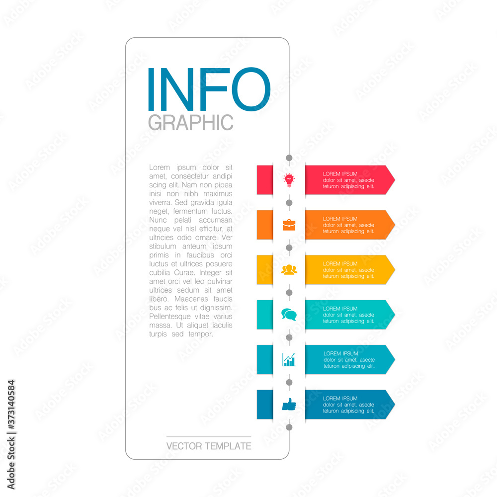 Vertical vector infographic template ,6 steps or options. Data ...